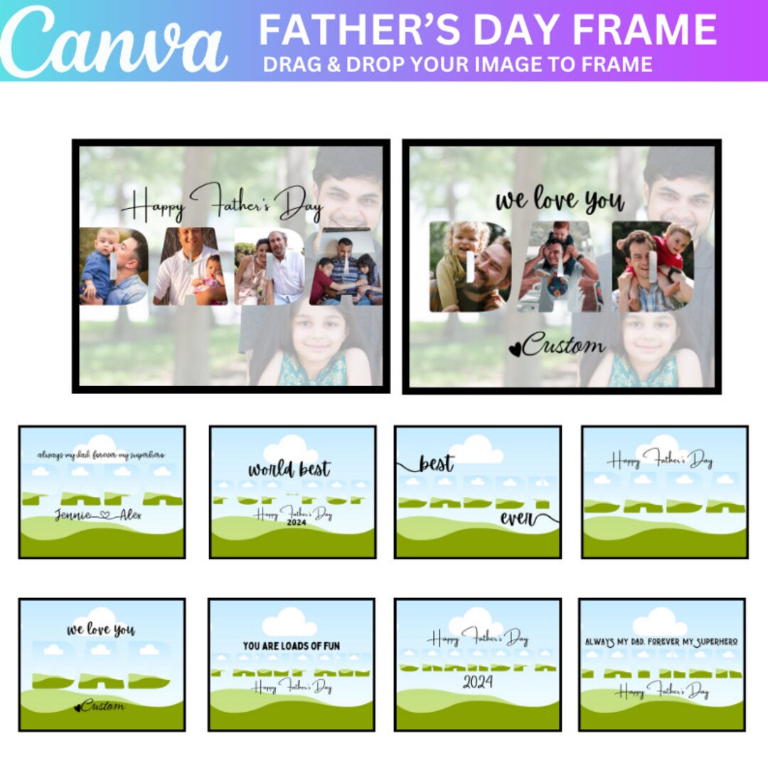 Daddy Canva Editable Frame Template, Papa Photo Frame, Daddy Photo ...