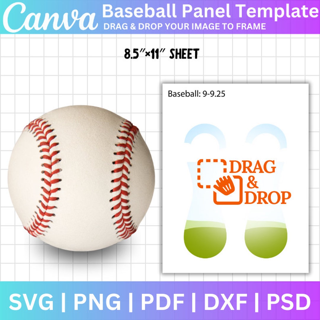 Baseball Panel Template Svg, Canva Editable, Baseball Ball Leather ...