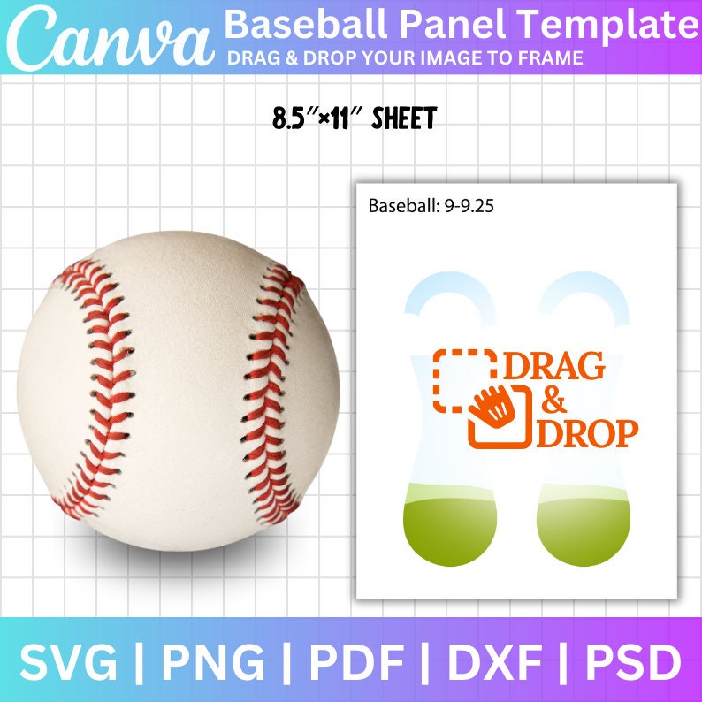 Baseball Panel Template Svg, Canva Editable, Baseball Ball Leather ...