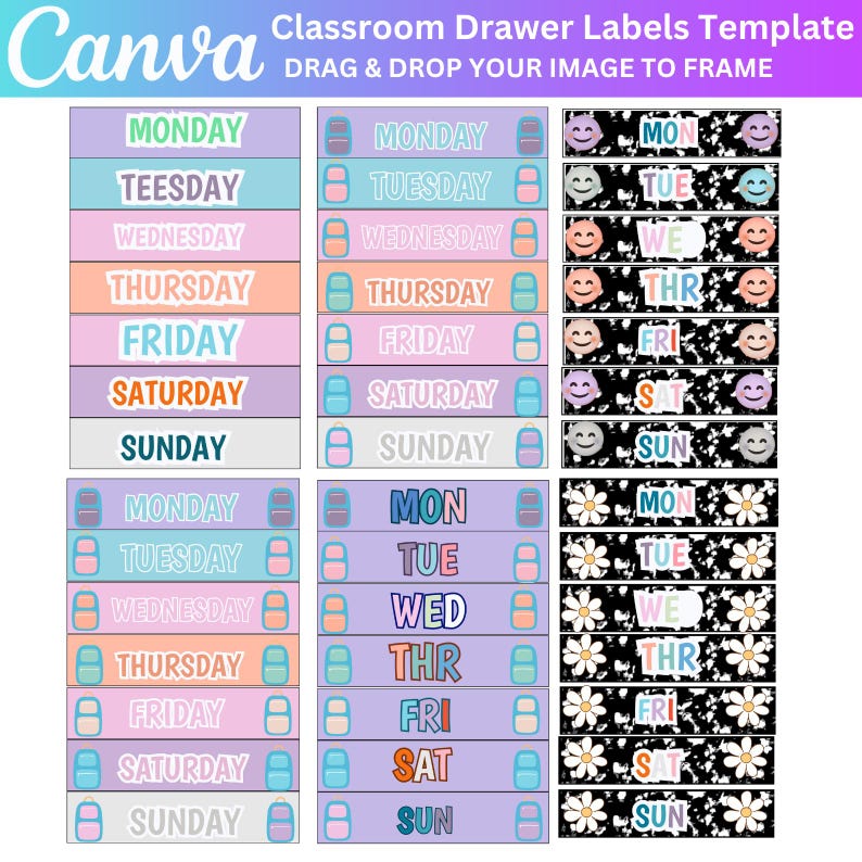 Composition Notebook Decor Template, Canva Editable Classroom Drawer ...