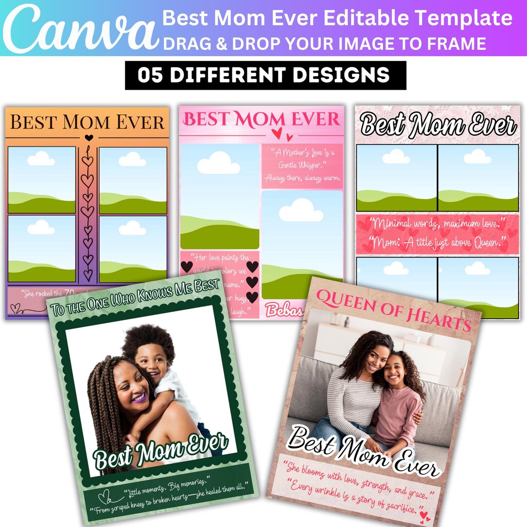 Mother's Day Canva Template, Mom Canva Frame Bundle, Best Mom Ever ...