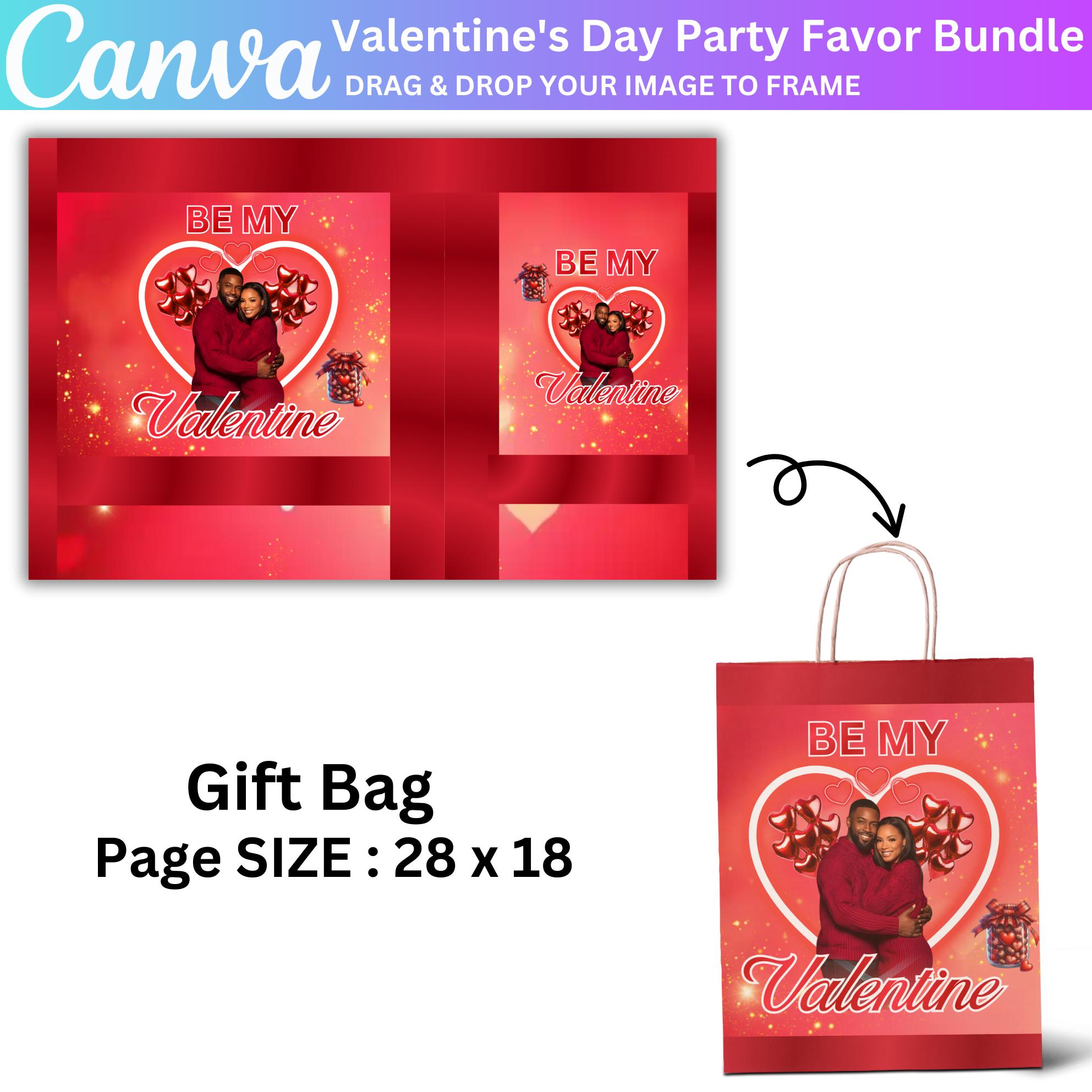 Valentine's Day Party Favor Bundle, Canva Editable Valentine’s Theme ...