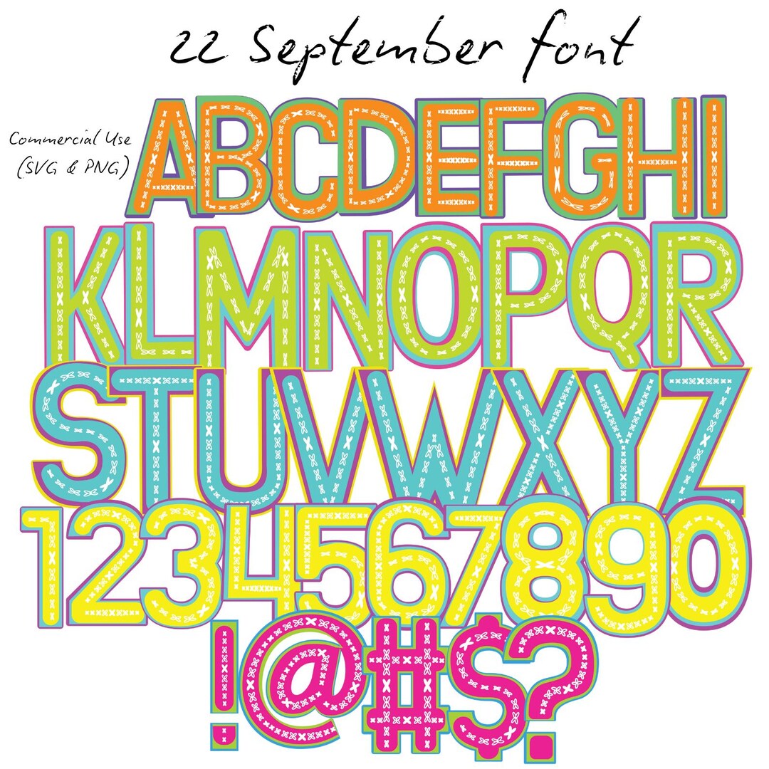 Decorative Funky Colorful Alphabet PNG Bundle, 5 Alpha Sets, Bright ...