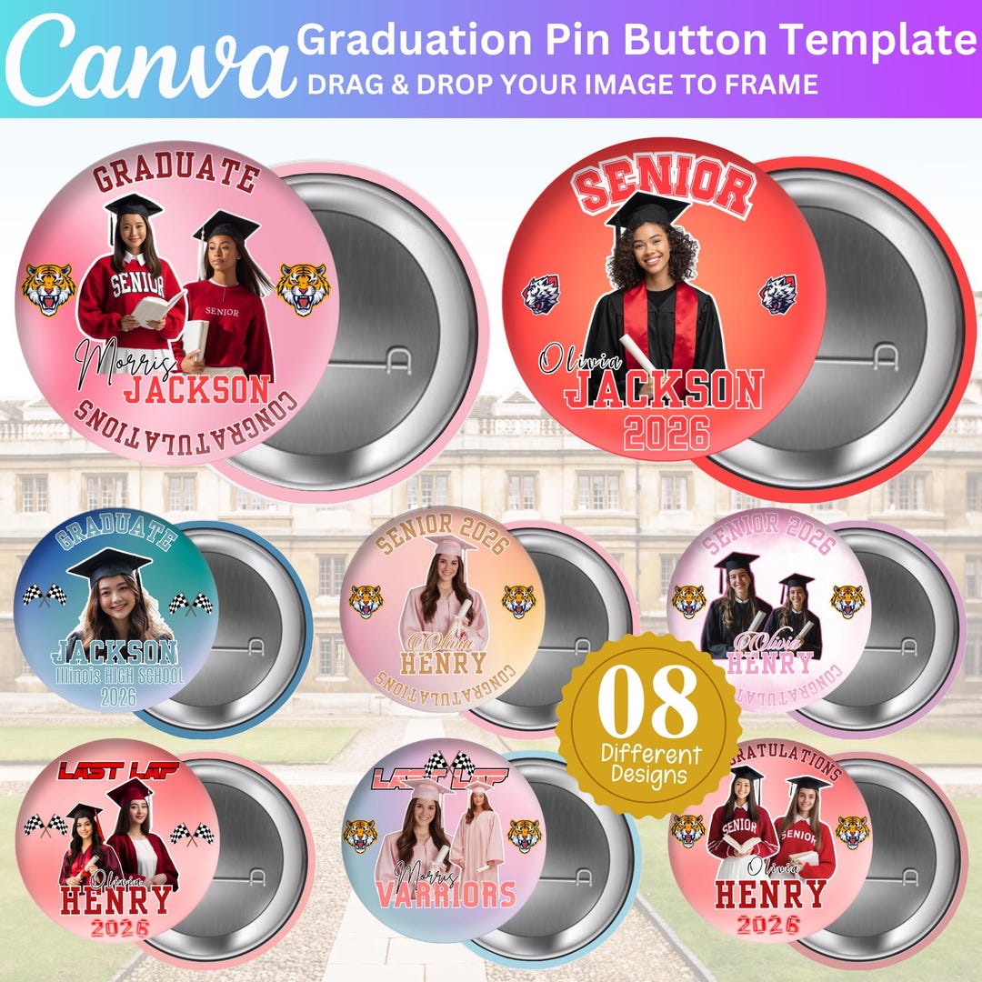 Graduation Pin Button Canva Editable Template, Senior 2026 Pin Button ...