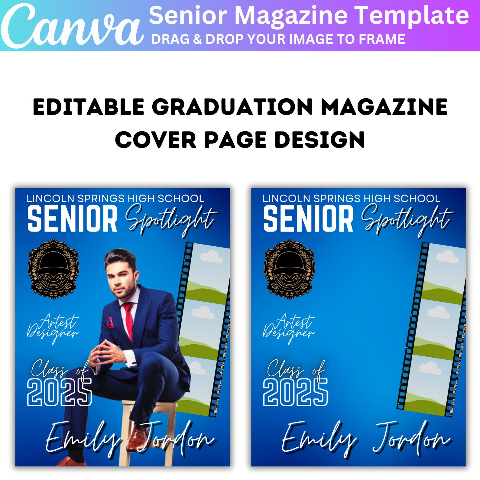 Graduation Magazine Design Canva Editable Template Bundle, Senior Class ...