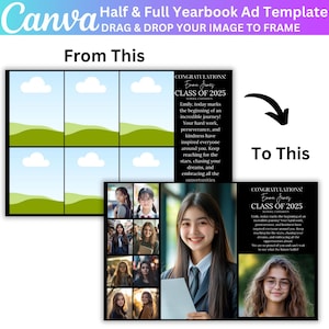 Full and Half Page Yearbook Ad Canva Editable Template, Senior Yearbook ...