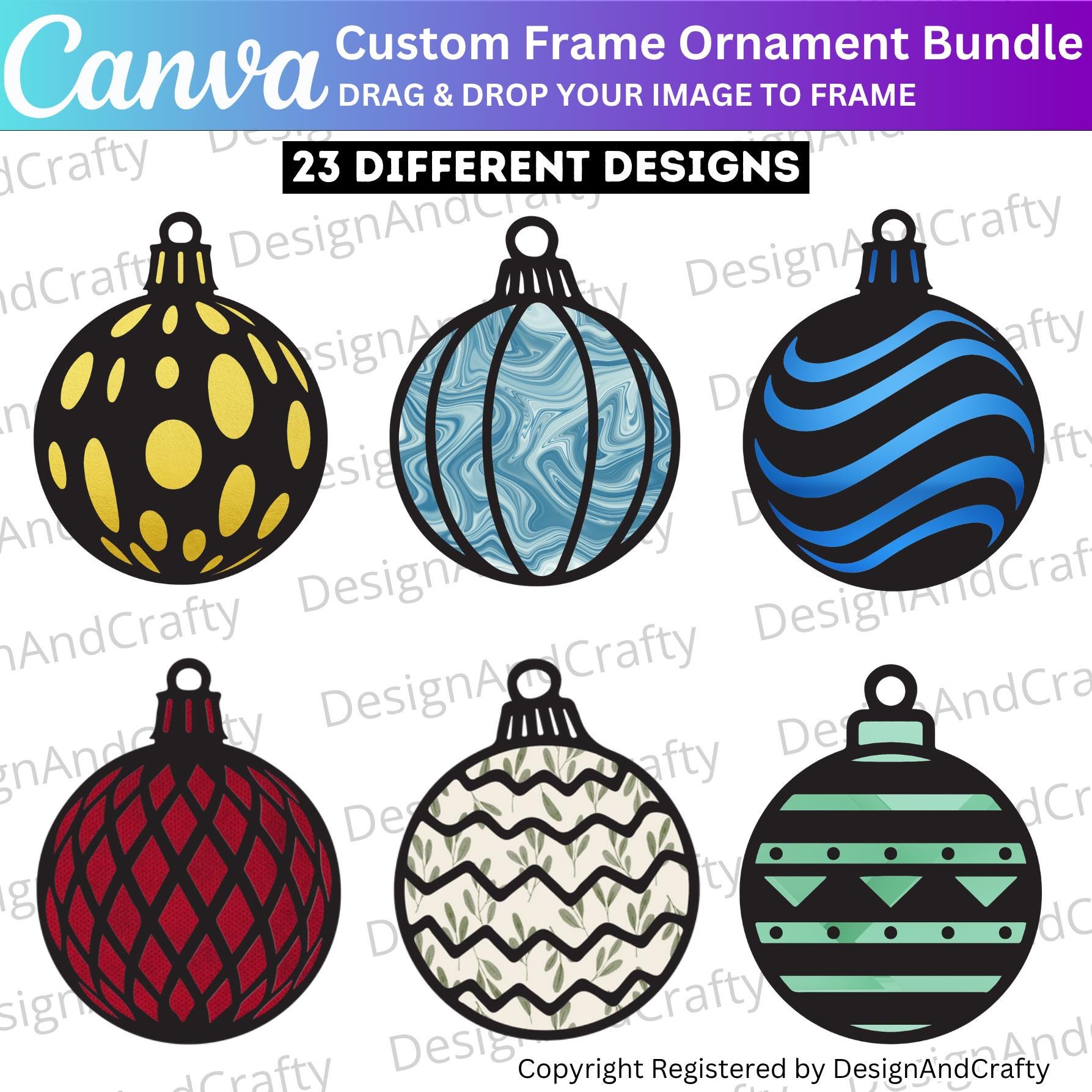 20+ Christmas Photo Ornament Template Bundle, Canva Editable Christmas ...