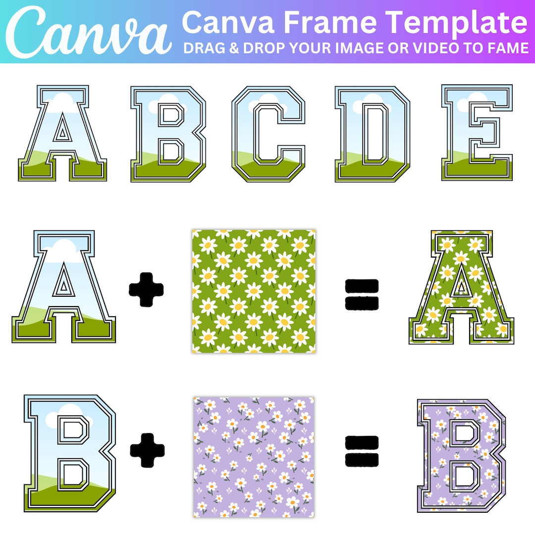 Canva Alphabets Template, Canva Alphabet Font, Canva Frame Template ...