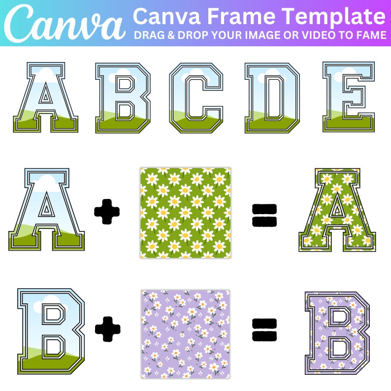 Canva Alphabets Template, Canva Alphabet Font, Canva Frame Template ...