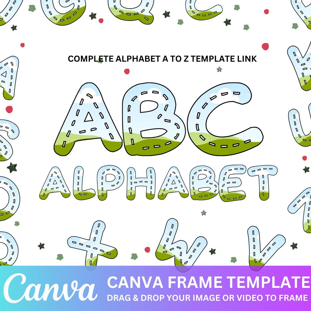 Editable Canva Frame Template, Canva Doodle Alphabet Frame, Canva Drag ...
