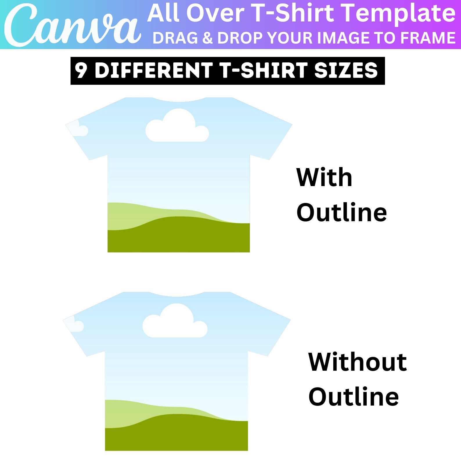 All Over T-shirt Canva Editable Template Bundle, All Over Shirt Design ...