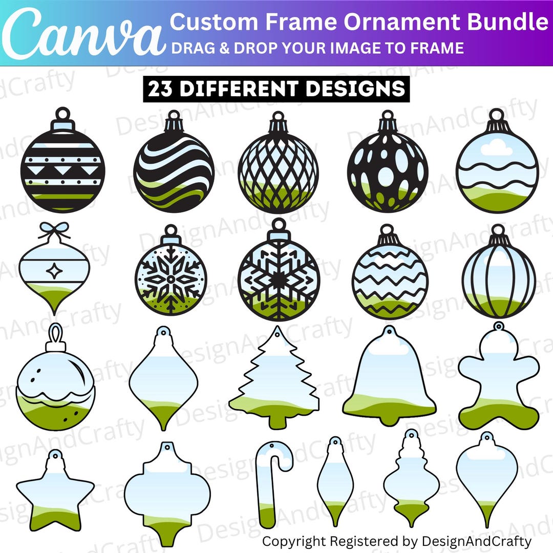 20+ Christmas Photo Ornament Template Bundle, Canva Editable Christmas ...