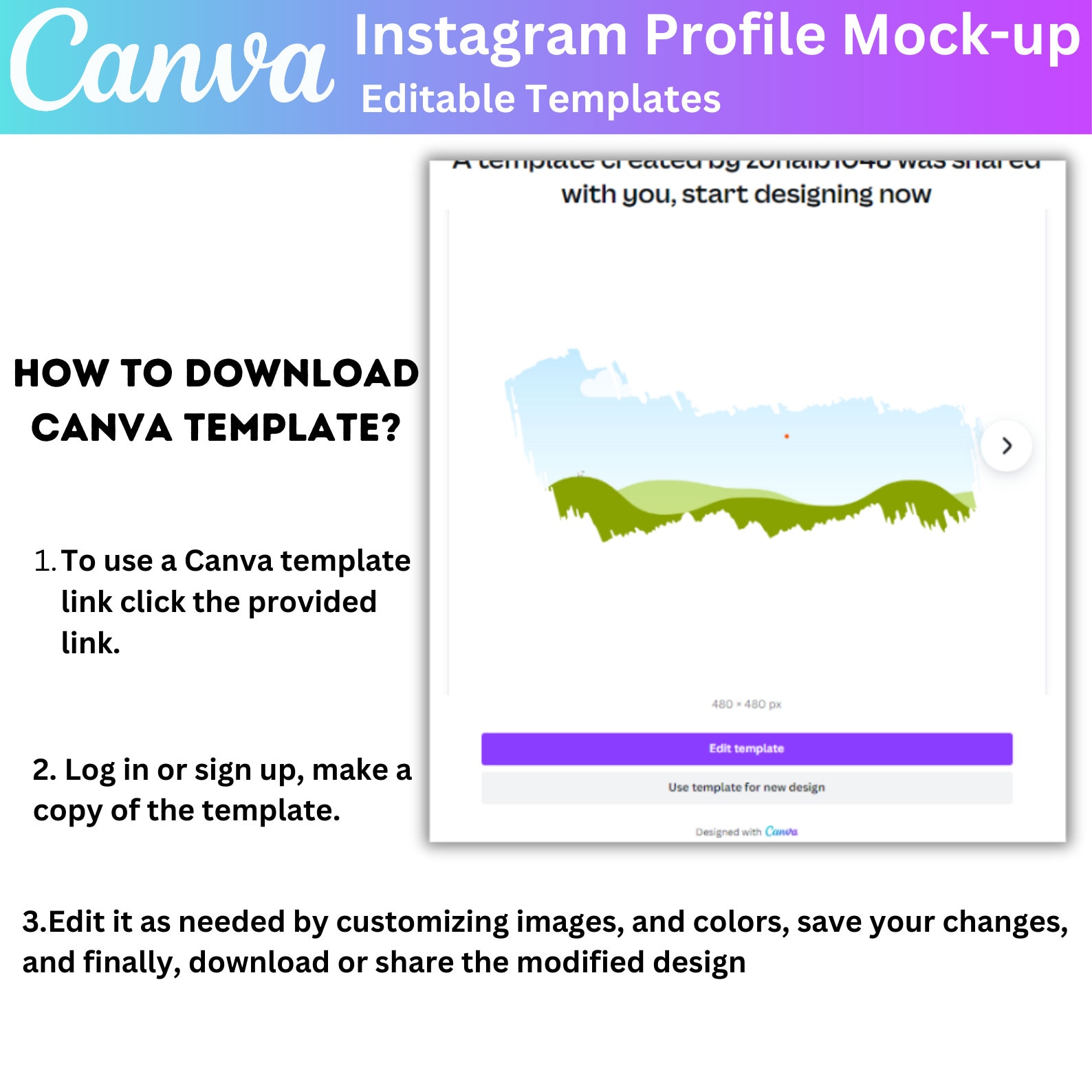 Instagram Profile Mock-up Template, Social Media Instagram Editable ...