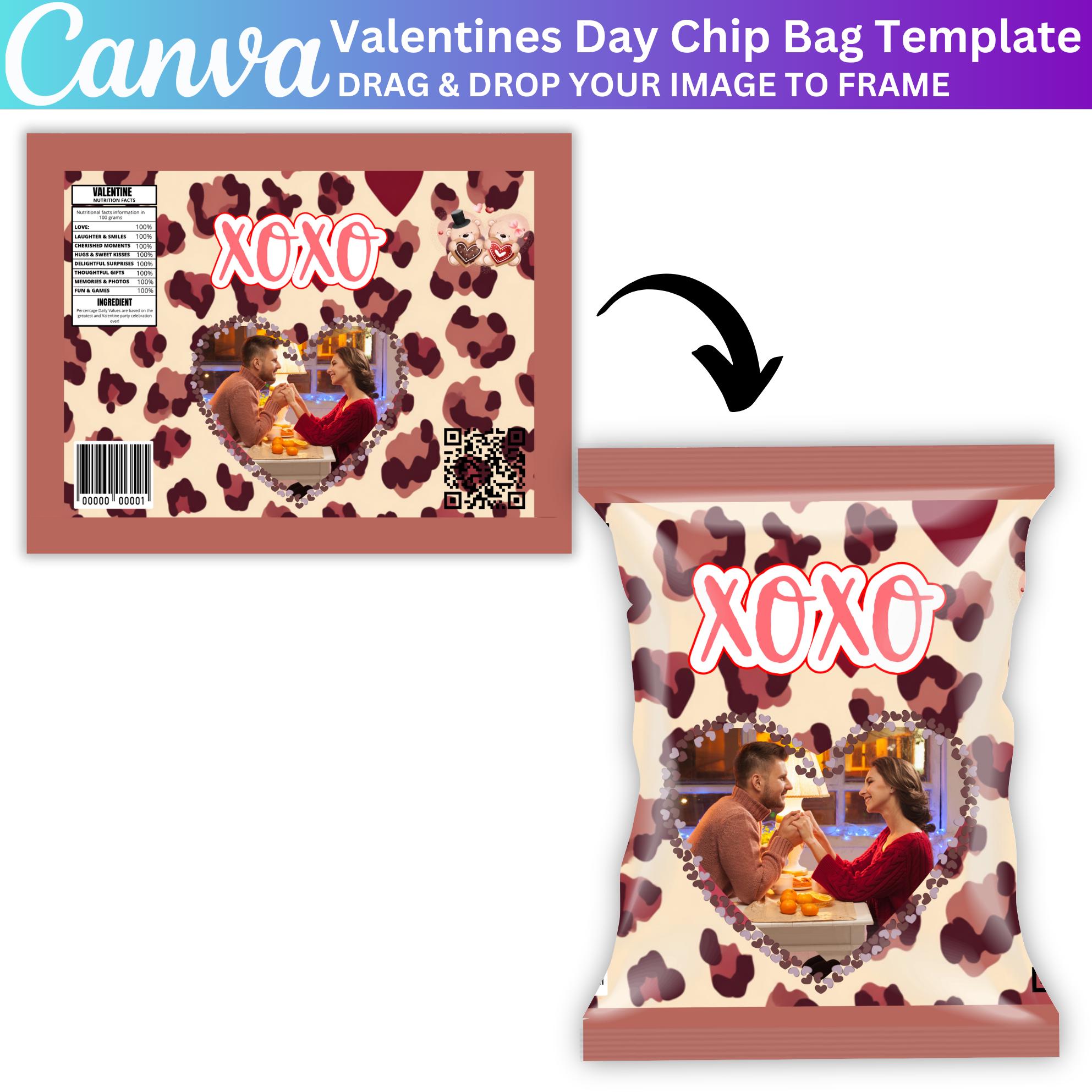 20 Chip Bag Label Template, Valentine Chip Bag Designs, Romantic Love ...