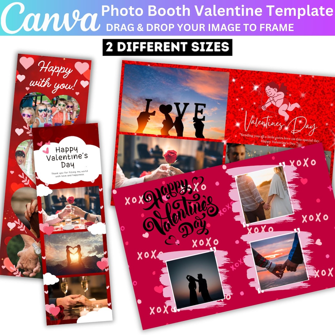 Valentine’s Day Photo Booth Canva Editable Template, Valentine Photo ...
