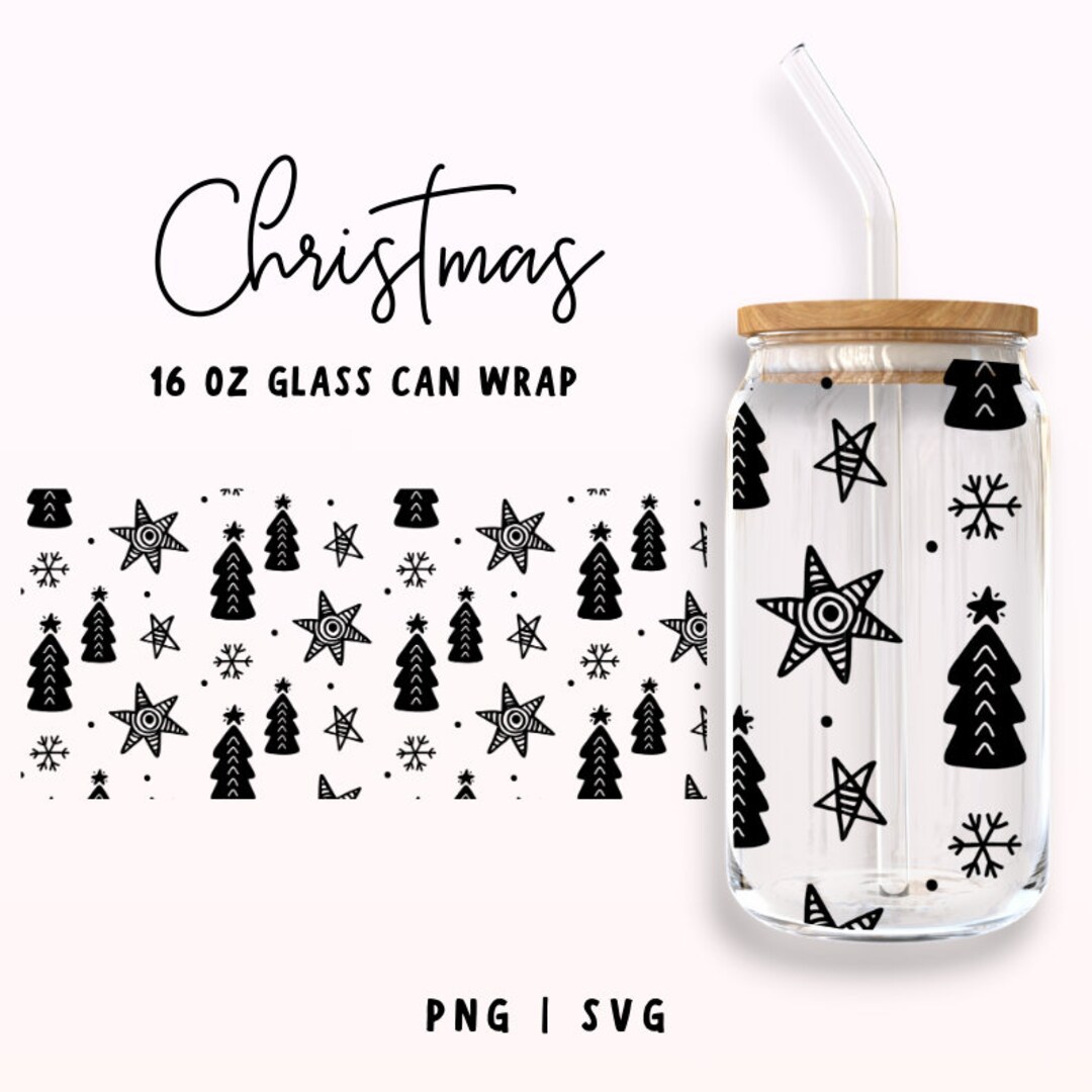 16oz Christmas Tree Libbey Glass SVG, Christmas Tree Can Wrap, 16oz ...