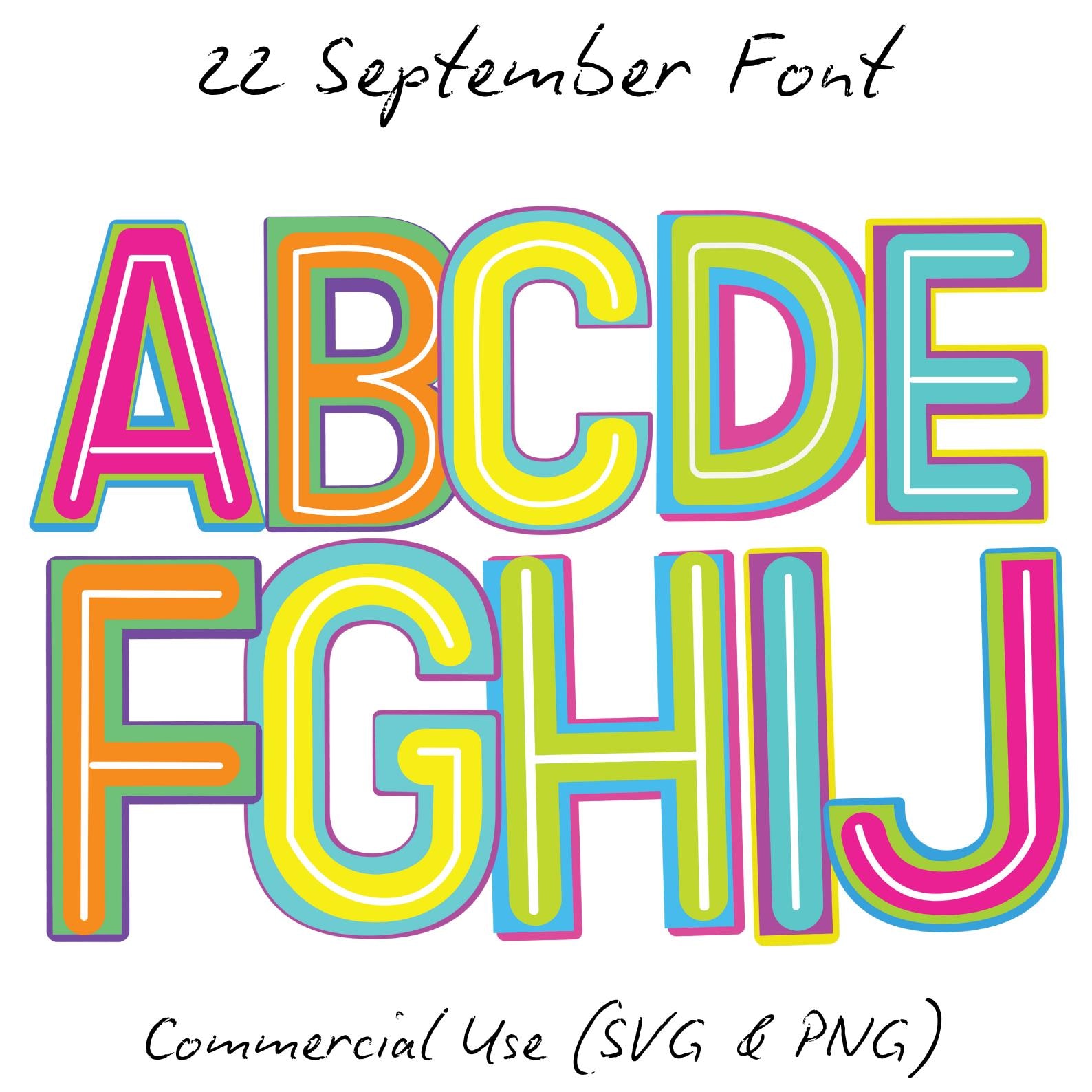 Bright Funky Colorful Alphabet PNG Bundle, 5 Alpha Sets, Bright Color ...