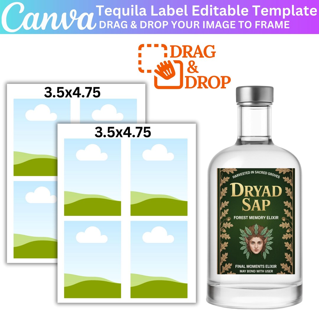 Tequila Label Editable Canva Template, Tequila Bottle Template, Tequila ...