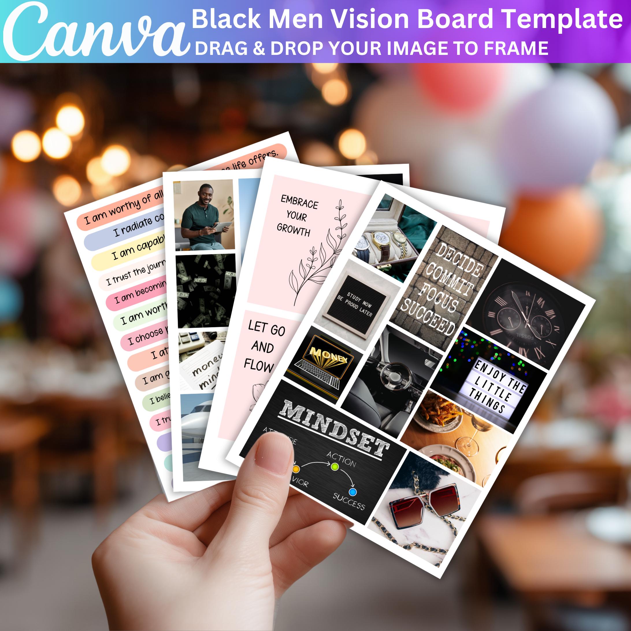 Black Men Vision Board Kit, 2026 Vision Board Collage Kit, Printable ...