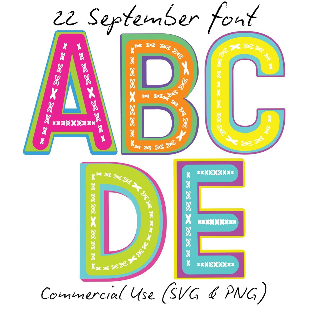 Bright Funky Colorful Alphabet PNG Bundle, 5 Alpha Sets, Bright Color ...