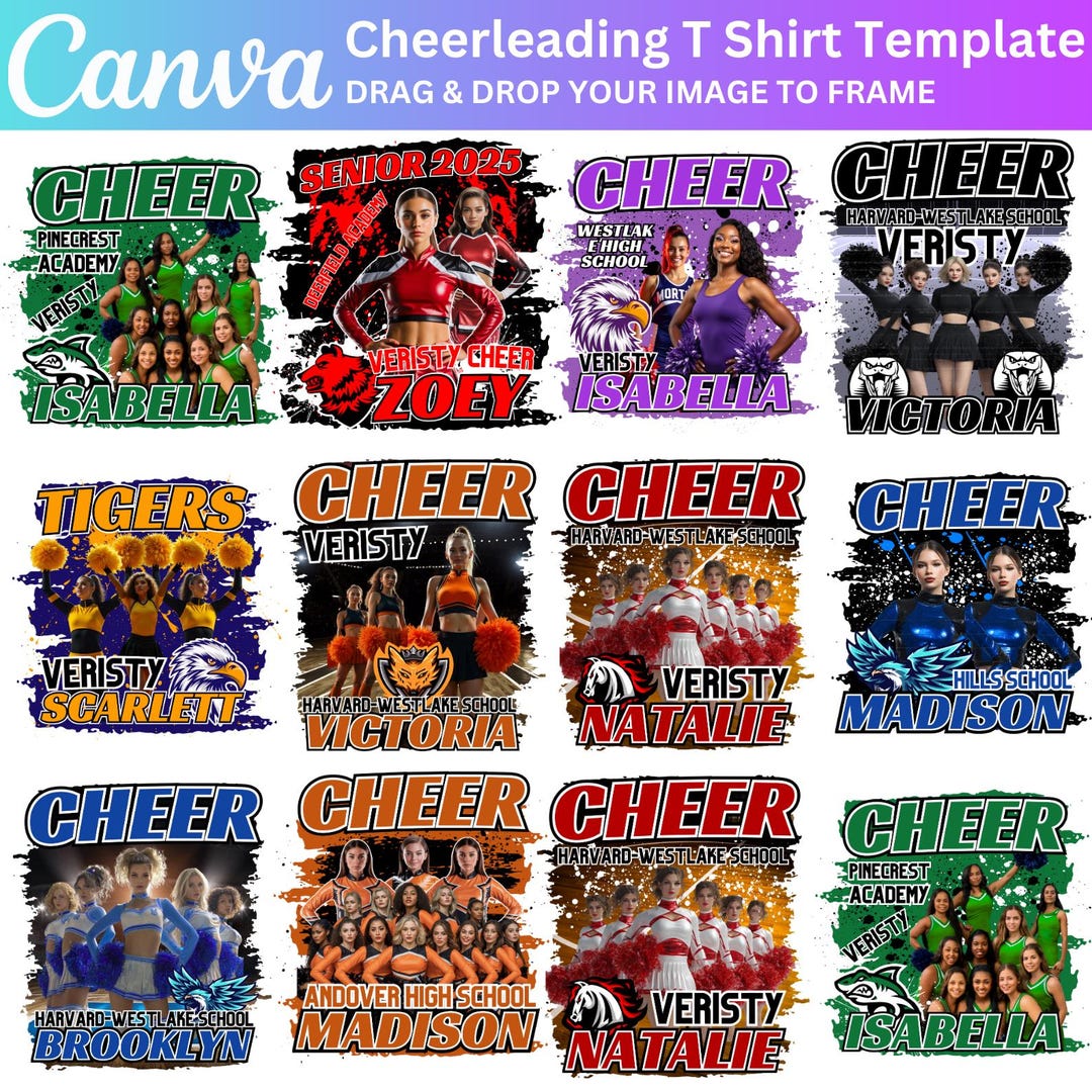 10 Cheer Canva Editable Template, Cheerleader Bootleg T Shirt Designs ...