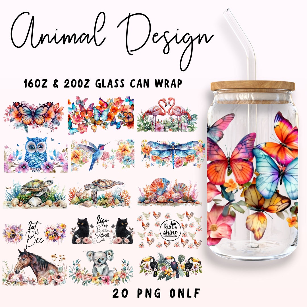 Animal Libbey Glass Bundle, 16oz & 20oz Libbey Glass Wrap Design ...