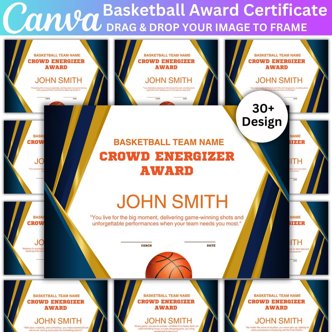 Basketball Awards Printable Canva Editable Template, End of Season ...