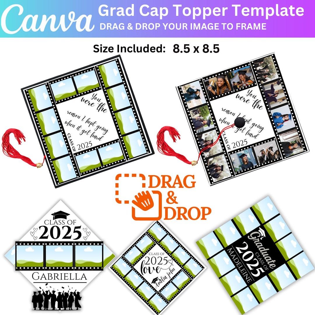 Custom Photo Graduation Topper Canva Editable Template, Graduation Cap ...