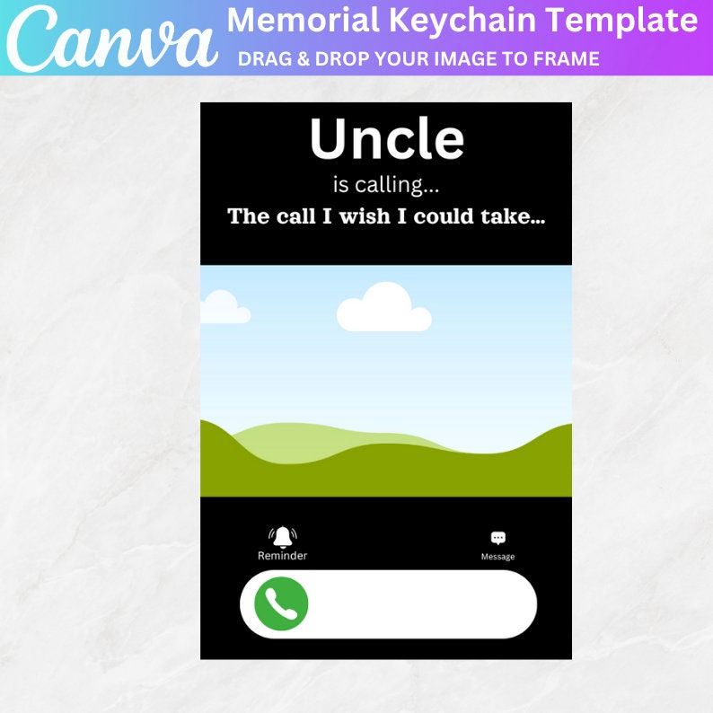 Memorial Keychain Template, Custom Photo Keychain, Editable Memorial ...