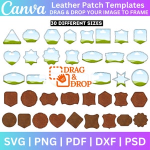 Leather Patch Canva Editable Template, Custom Leather Patch, Leather ...