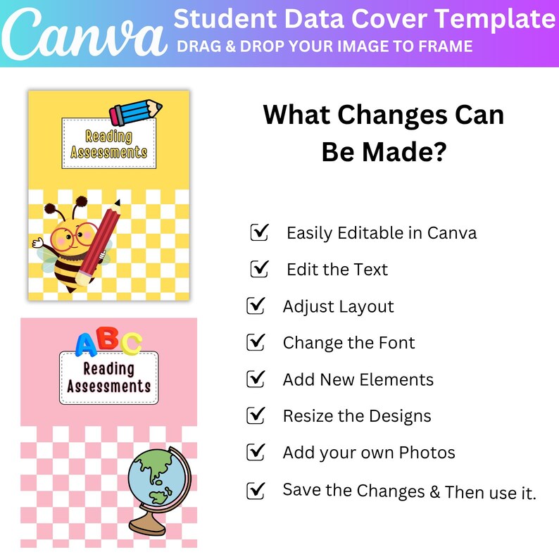 Editable Binder Covers Canva Template, Student Data Notebook Cover ...