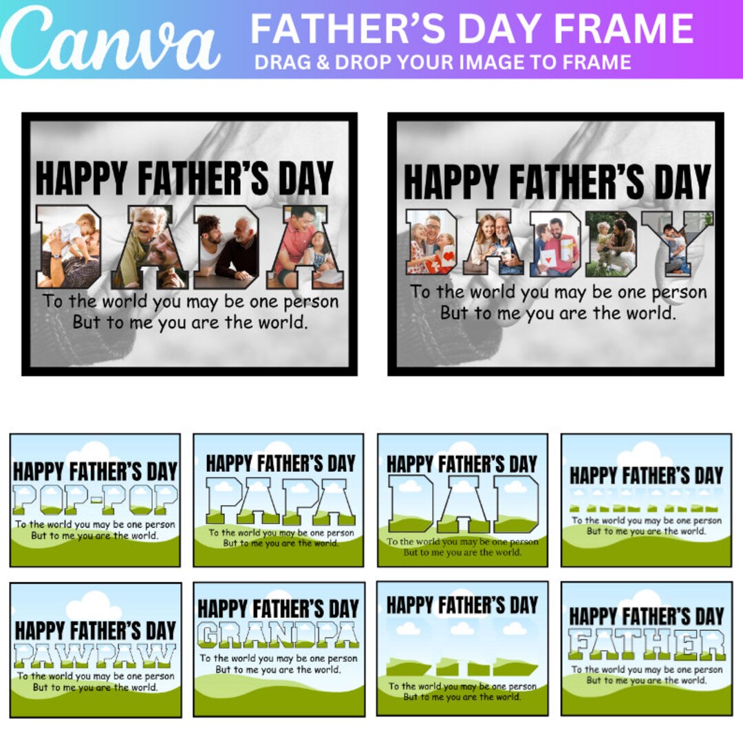 Daddy Canva Editable Frame Template, Editable Papa Photo Collage ...