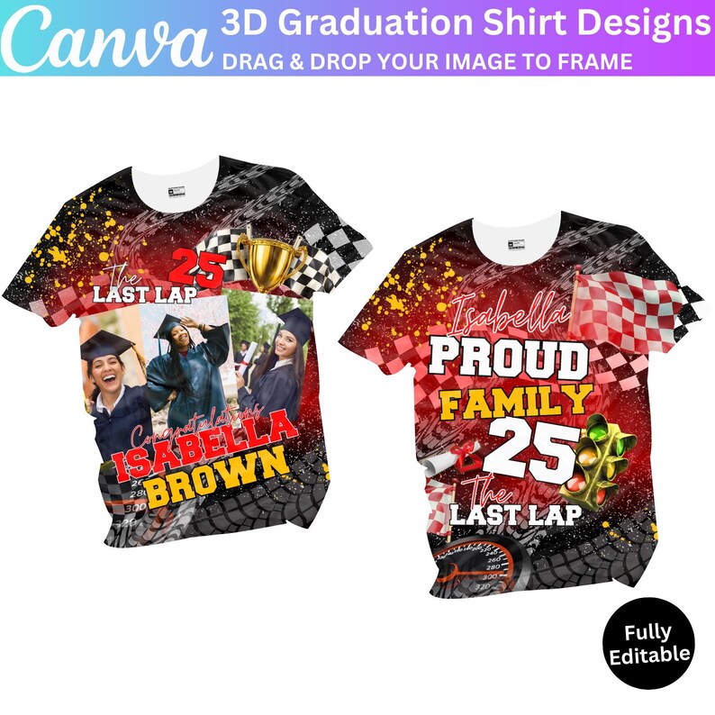 Graduation 3D Tee Shirt Design Bundle, Grad Canva Editable T-shirt ...