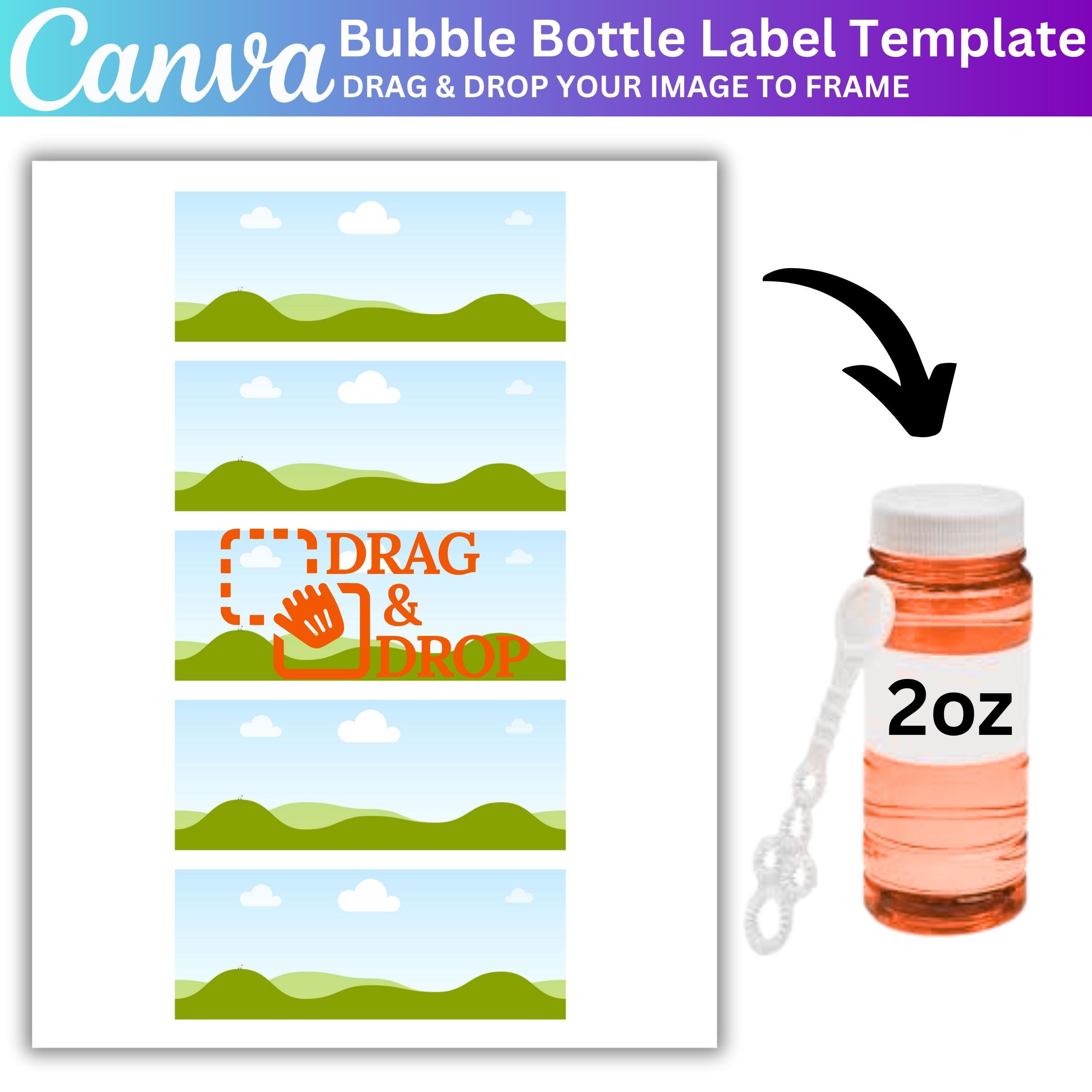 Bubble Bottle Label Template Bundle, Canva Editable Bubble Bottle Label ...