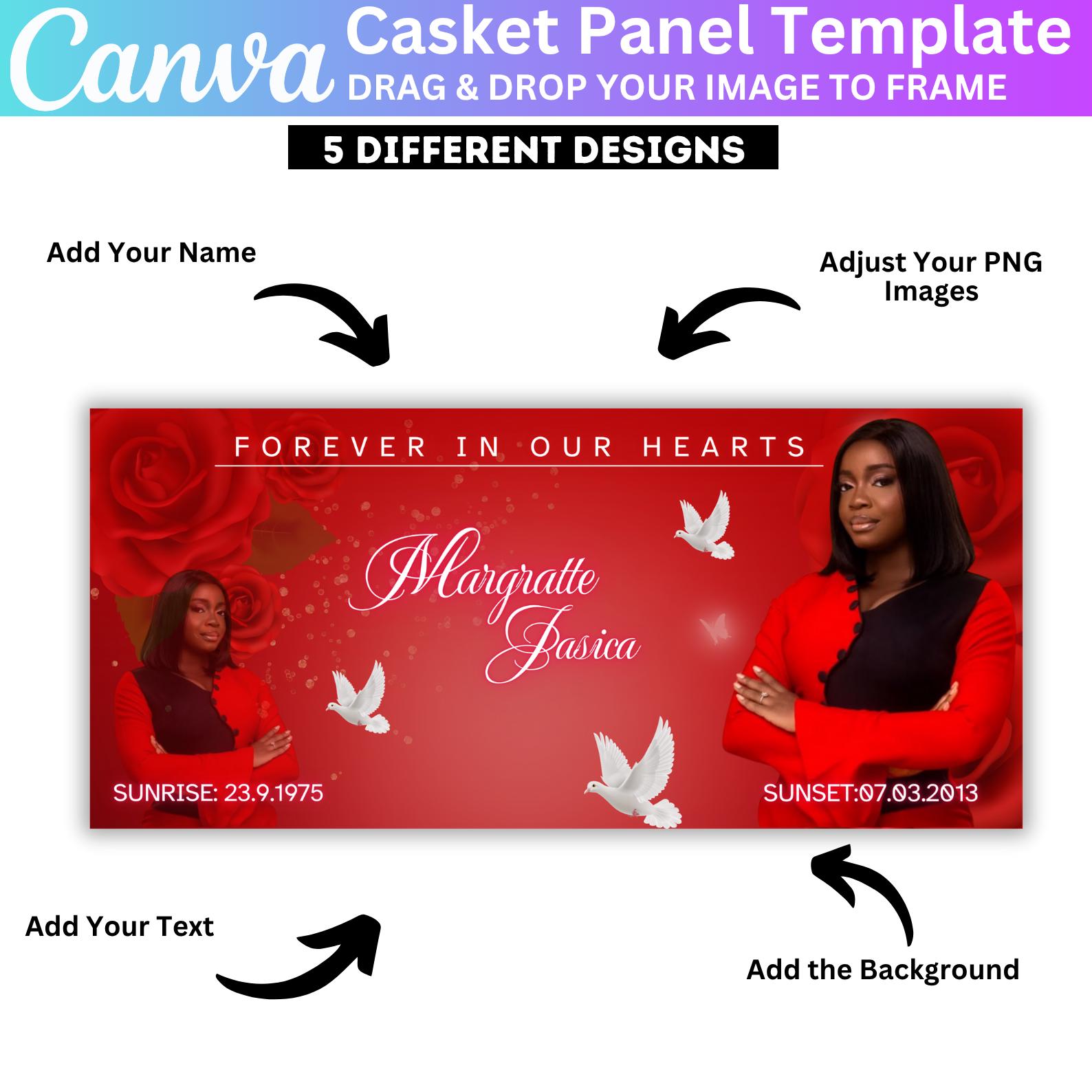 Casket Panel Template, Editable Casket Panel Designs, Canva Memorial ...