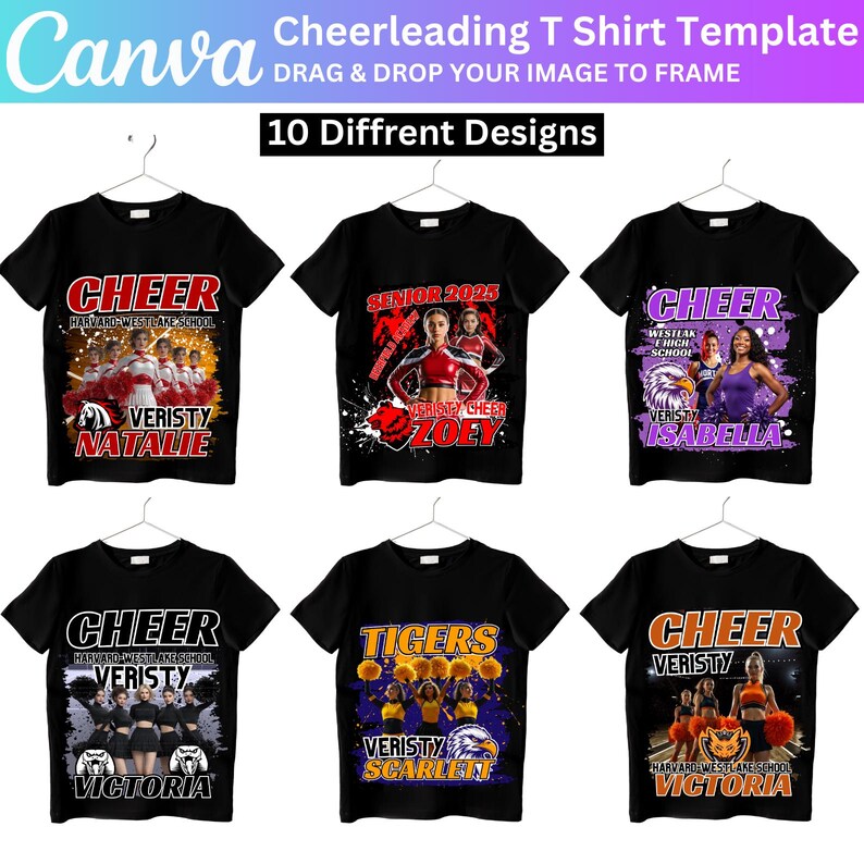 10 Cheer Canva Editable Template, Cheerleader Bootleg T Shirt Designs ...