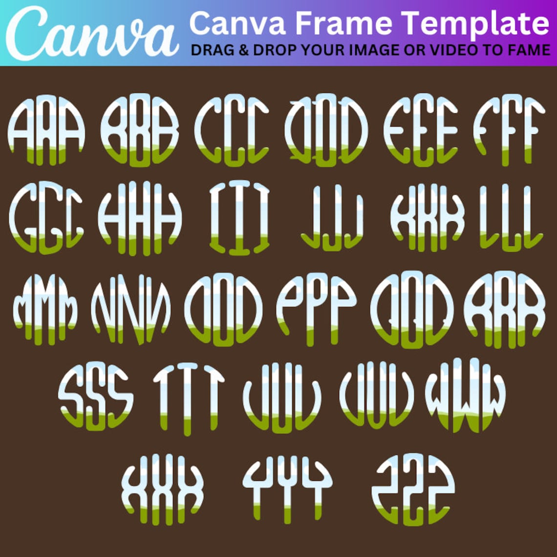 Canva Alphabets Template, Canva Alphabet Font, Canva Frame Template ...