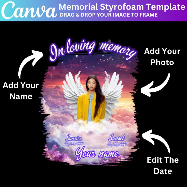 Memorial Cup Sticker Canva Template, in Loving Memory Styrofoam Cup ...