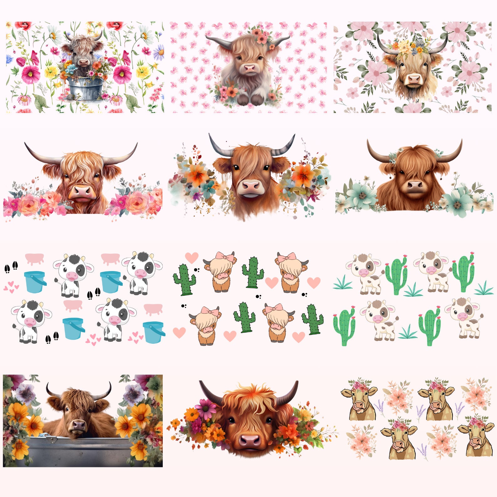 Highland Cow Libbey Glass Wrap PNG, 16oz & 20oz Highland Cow Bundle ...