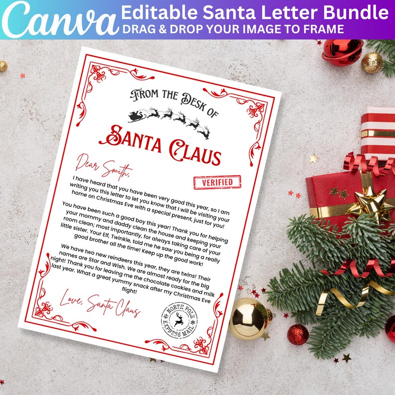 EDITABLE Letter From Santa Template, Santa Letter Set Bundle, Letter ...