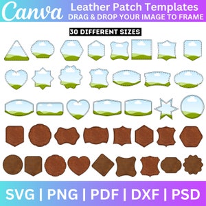 90 Leather Patch Canva Editable Template Bundle, Custom Leather Patch ...