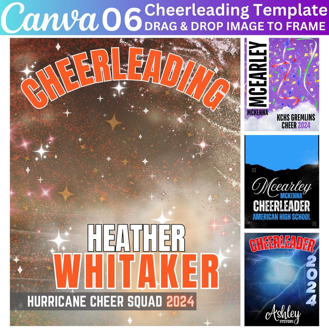 06 Cheerleading Canva Editable Template, Cheer & Dance Banner, Senior ...