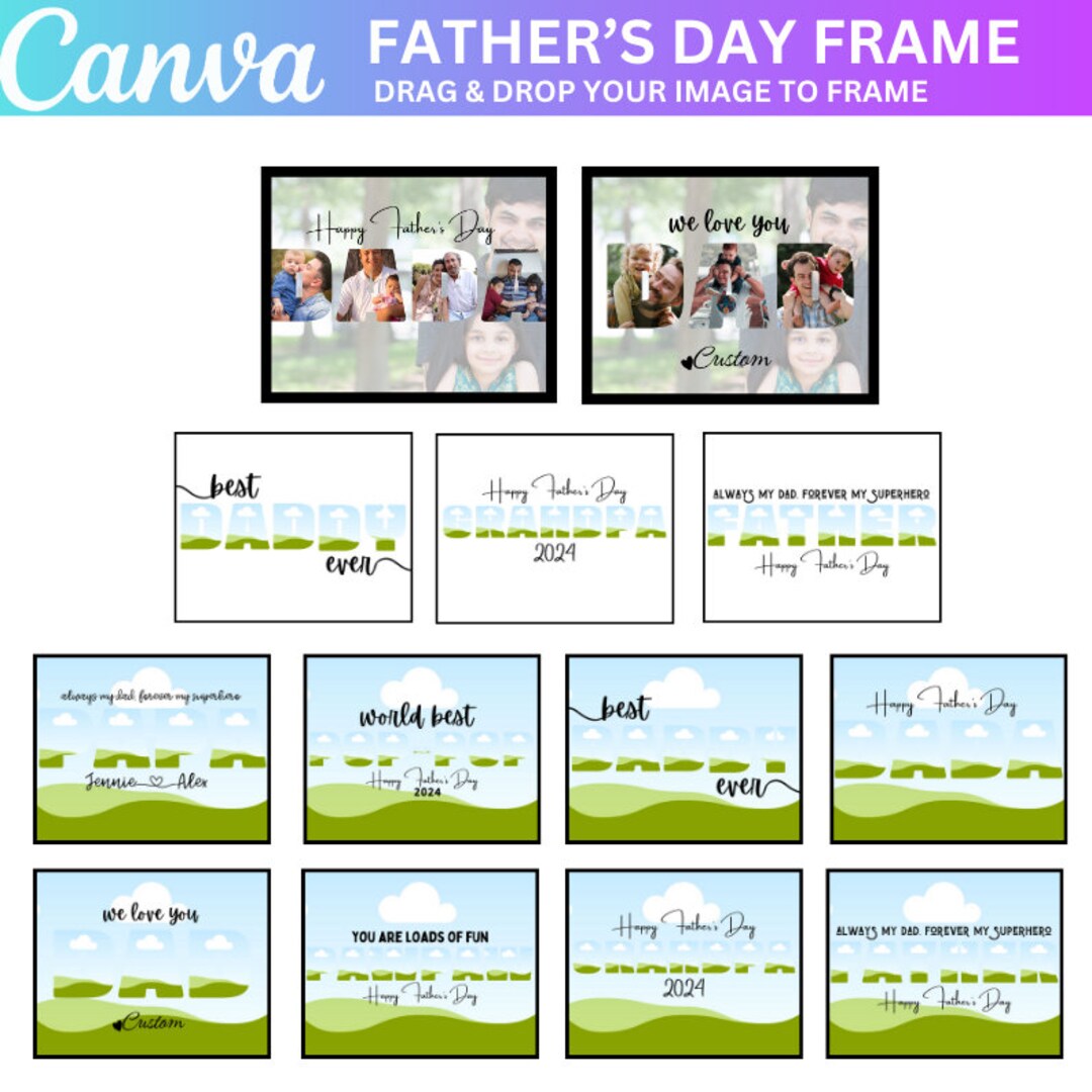 Daddy Canva Editable Frame Template, Papa Photo Frame, Daddy Photo ...