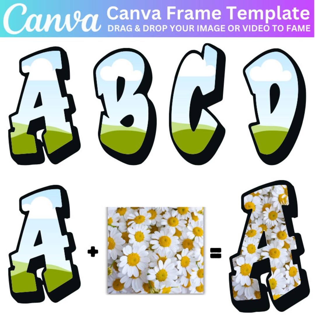 Canva Frame Template Graffiti Font Letters & Numbers on CANVA ...