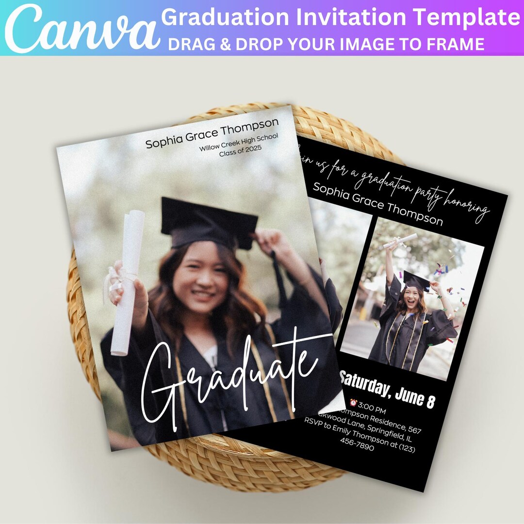 Graduation Invitation Canva Editable Template, Senior Announcement 2025 ...
