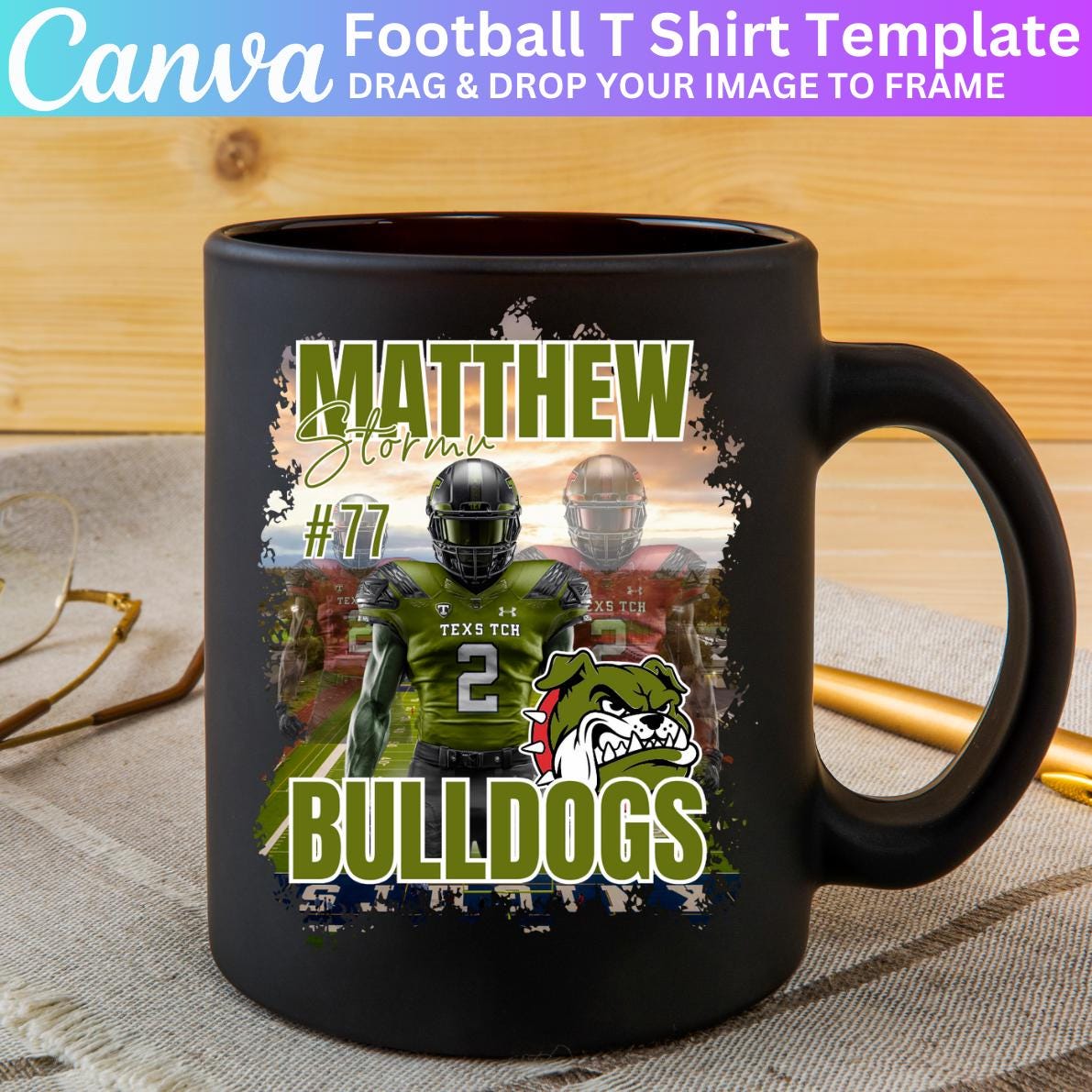 30 Football T Shirt Canva Editable Template Bundle, Custom Football ...