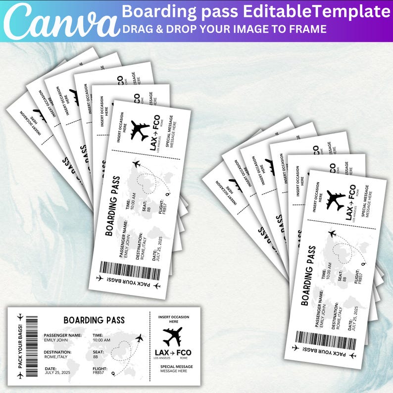 Editable Boarding Pass Template, Canva Editable Boarding Pass Surprise ...