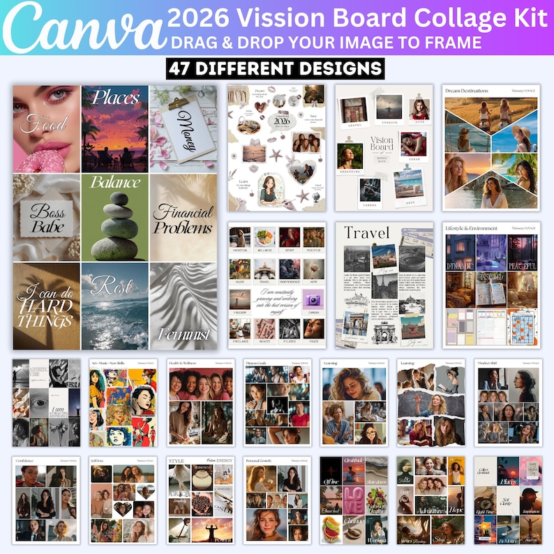 2026 Vision Board Collage Kit, Mood Board & Scrapbook Images Party ...