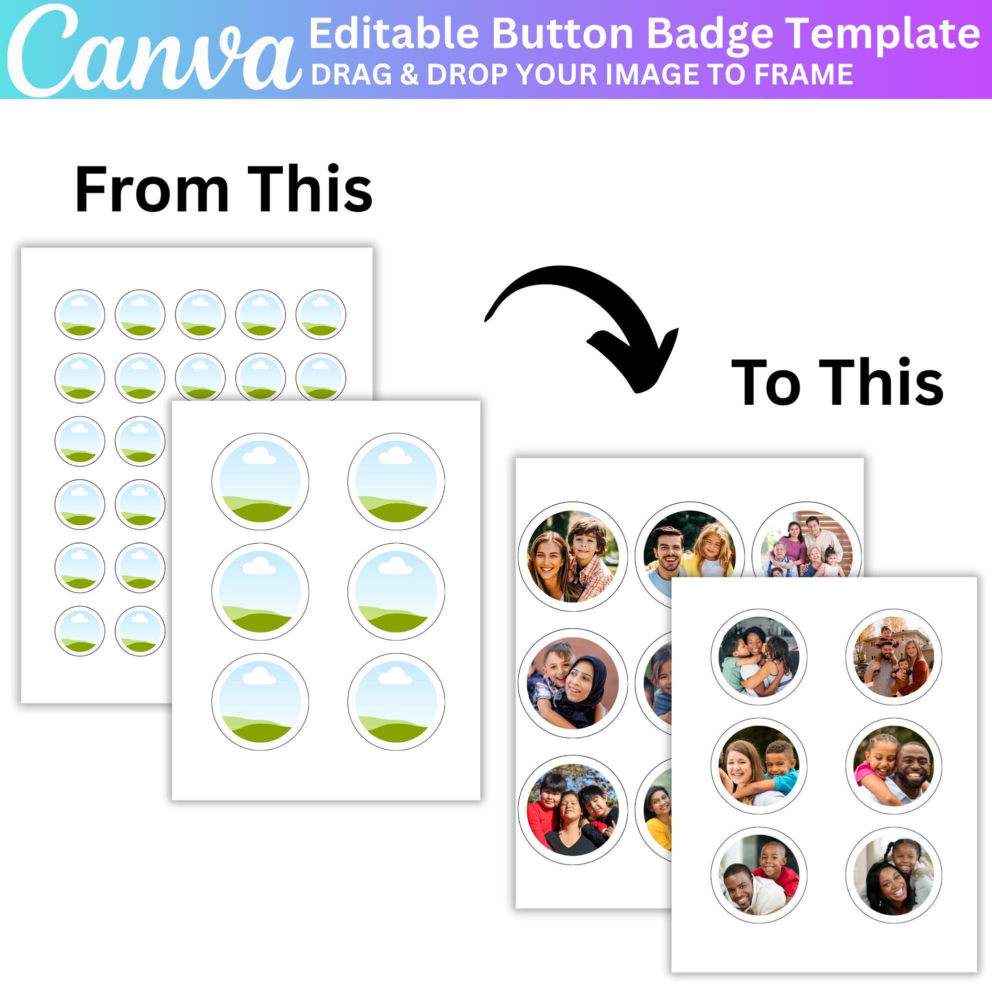 Canva Editable Button Badge Template, Blank Pin Button Canva Drag and ...