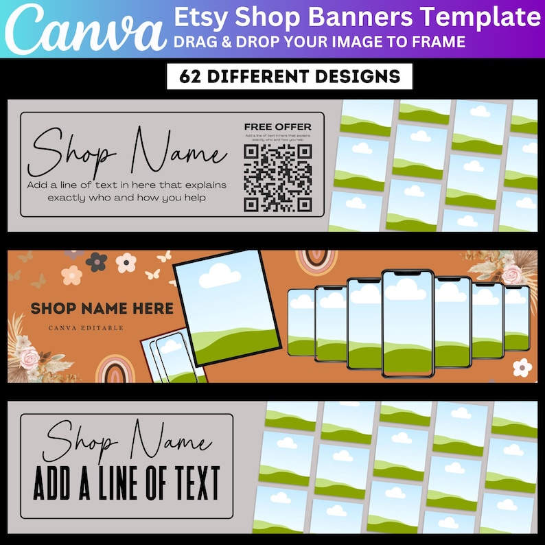 60+ Etsy Shop Banners Canva Template, Editable Etsy Banner Mockups ...